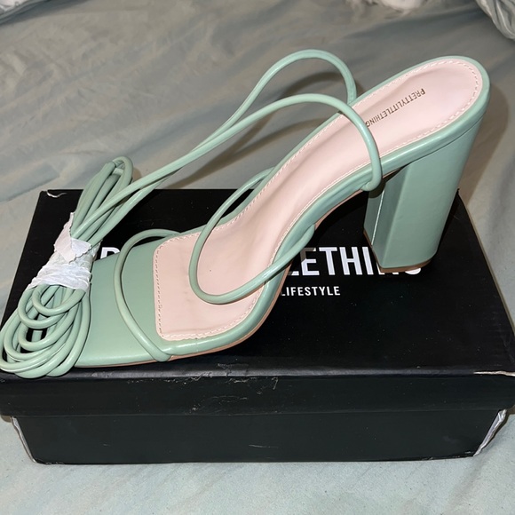 PrettyLittleThing | Shoes | Sage Green Strap High Heels | Poshmark